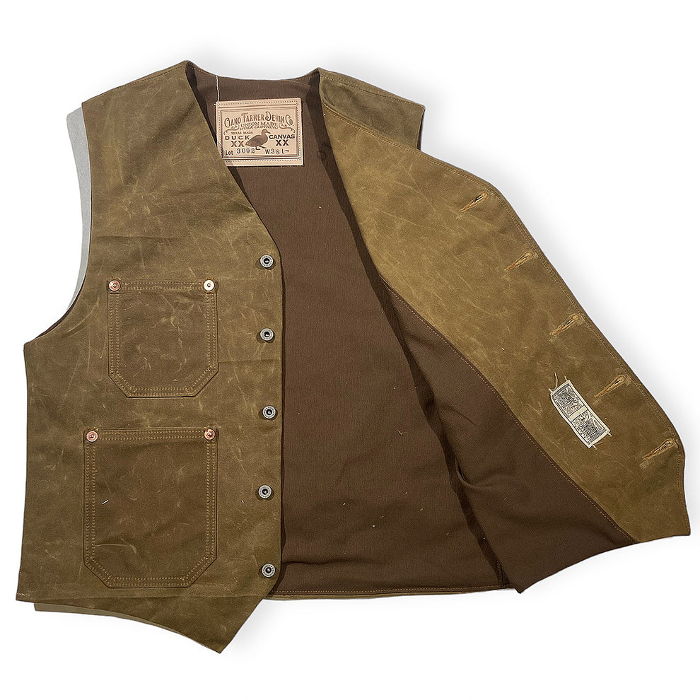 #3002 15oz Wax Duck Canvas Waistcoat Nutmeg Brown TYPE IH [ ICHIRO HAC ...